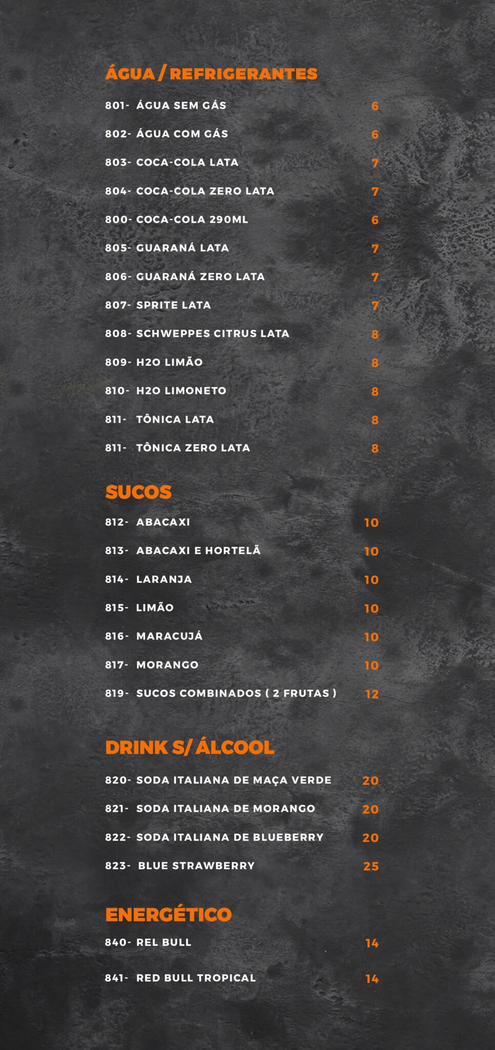 bebidas - Angico Restaurante